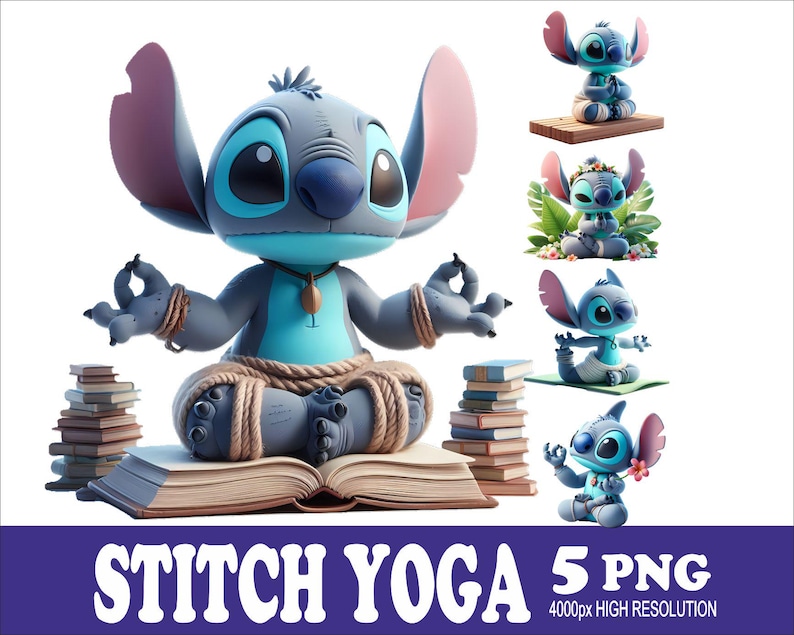 Stitch Yoga Design PNG: Watercolor Sublimation Designs (5 PNG) - Etsy