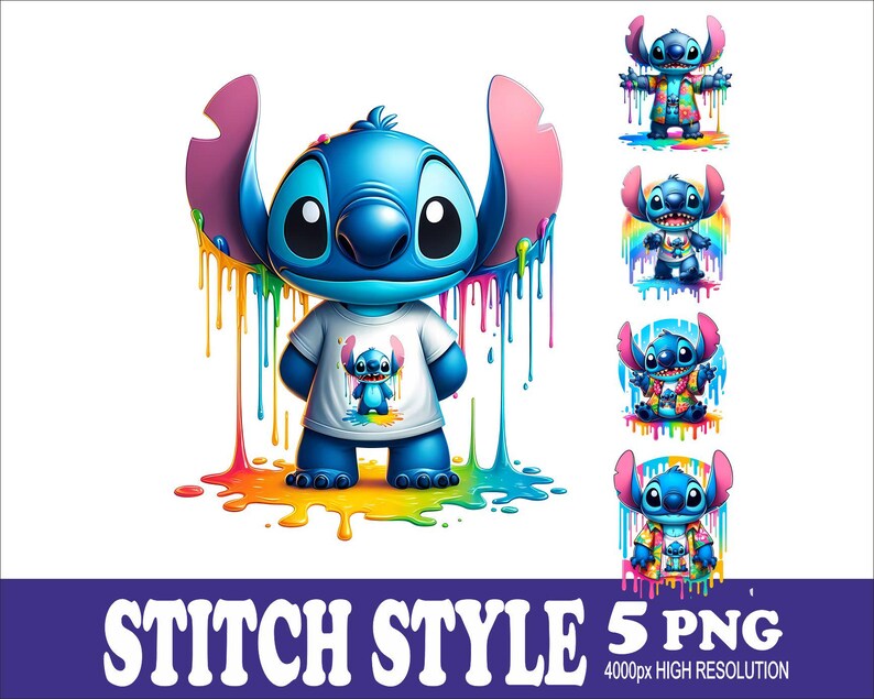 Stitch Watercolor PNG Designs: Sublimation Graphics (5 PNG) - Etsy