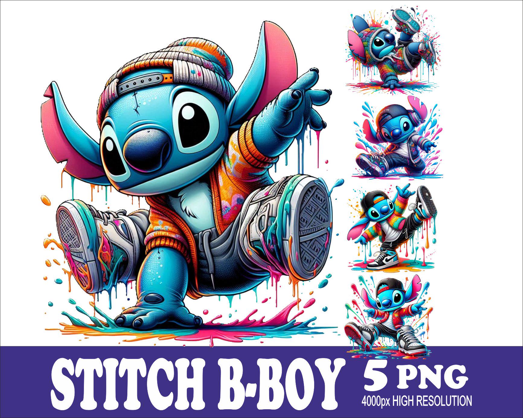 5 PNG Stitch Break Dance Design Watercolor Tshirt Mug Tumpler ...