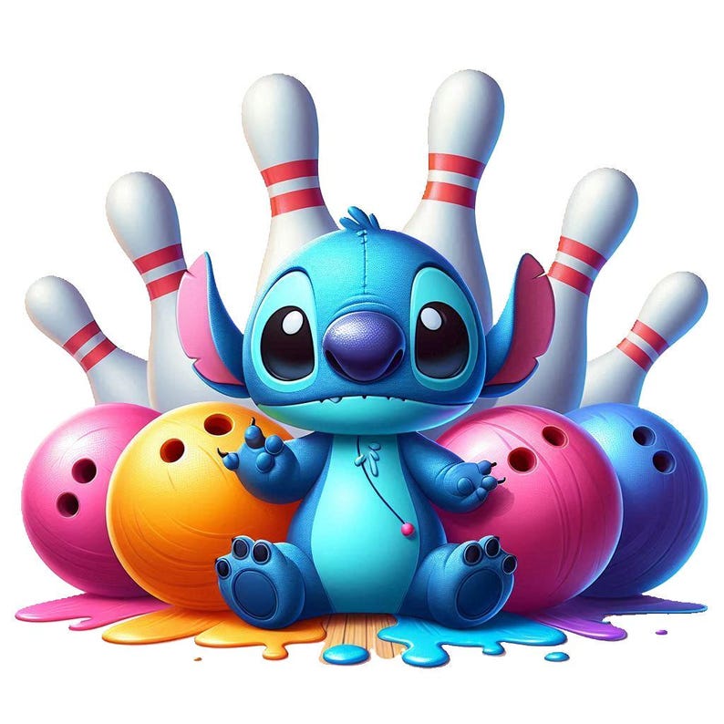 Stitch Bowling Watercolor PNG Designs: Sublimation Graphics (5 PNG) - Etsy