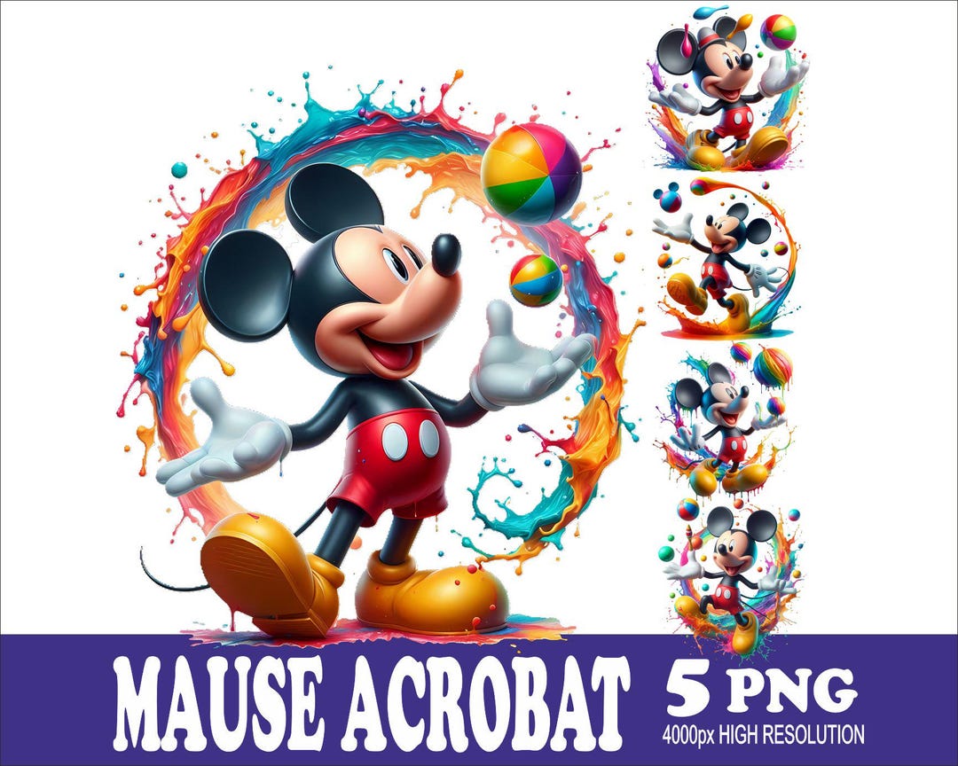 5 PNG Mouse Acrobat Design Watercolor Tshirt Mug Tumpler Sublimation ...