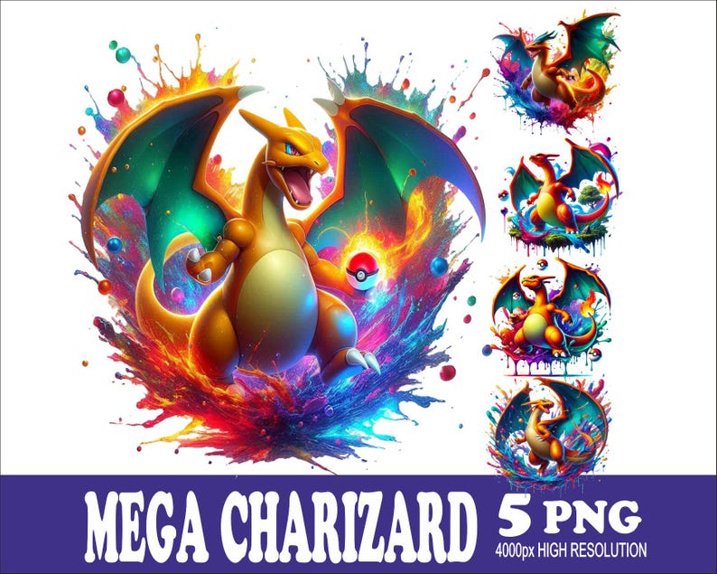 5 PNG Charizard Design Watercolor Tshirt Mug Tumpler Sublimation Png ...