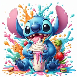 5 PNG Stitch Milkshake Design Watercolor Tshirt Mug Tumpler Sublimation ...