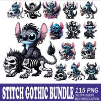 5 PNG Gothic Stitch PNG Dark Stitch Design Splash and Watercolor ...