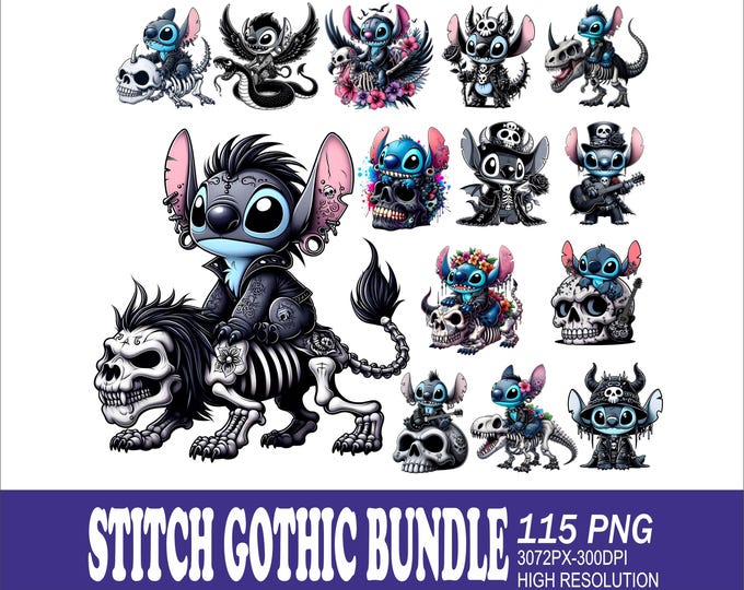 Stitch Gothic PNG Bundle: Sublimation Designs (115 Files) - Etsy