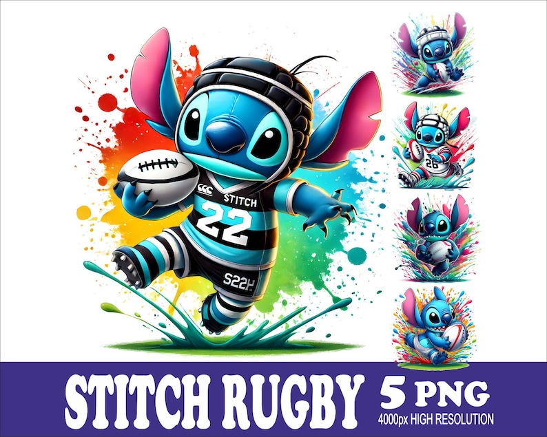5 PNG Stitch Rugby Design Watercolor Tshirt Mug Tumpler Sublimation Png ...