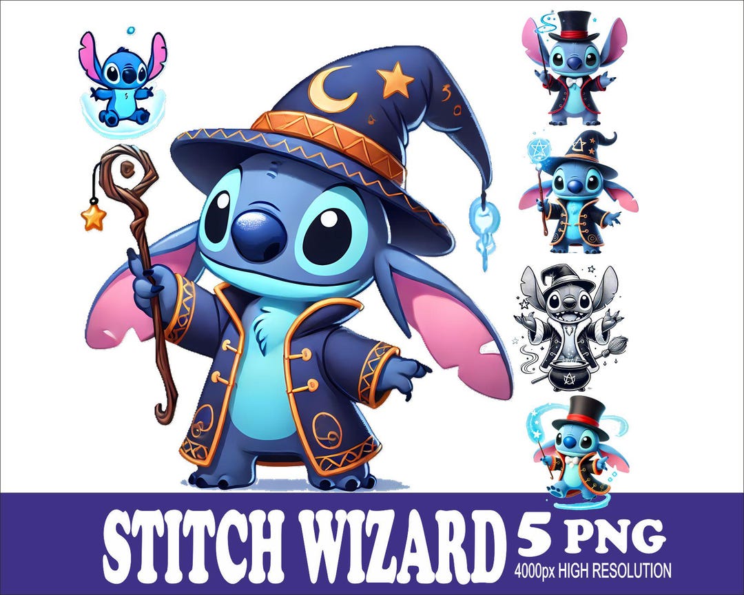 5 PNG Stitch Wizard Design Watercolor Tshirt Mug Tumpler Sublimation ...