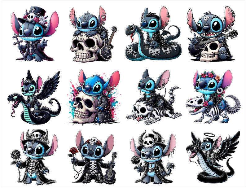 Stitch Gothic PNG Bundle: Sublimation Designs (115 Files) - Etsy