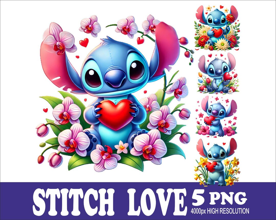 5 PNG Stitch Love Design Watercolor Tshirt Mug Tumpler Sublimation Png ...