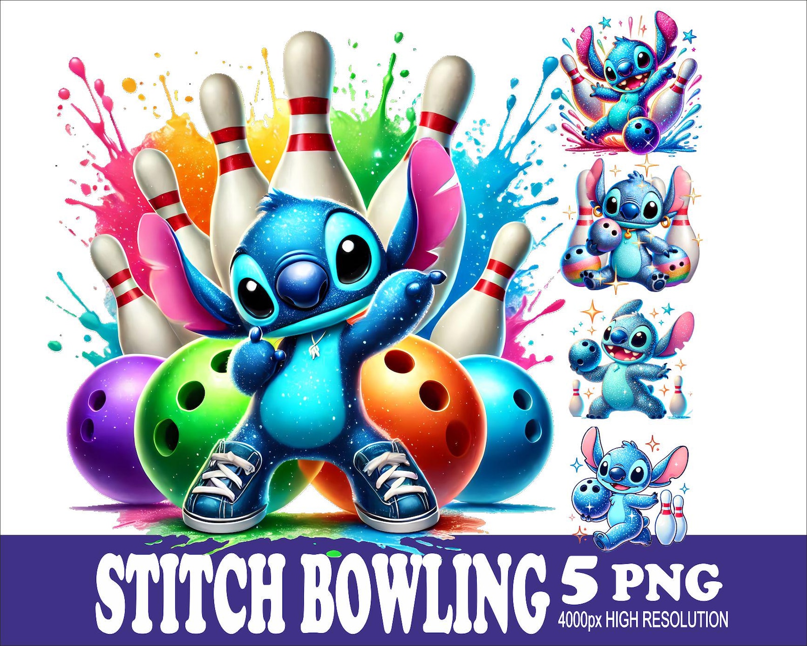 5 PNG Stitch Bowling Design Watercolor Tshirt Mug Tumpler Sublimation ...