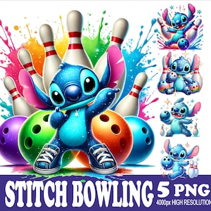 5 PNG Stitch Bowling Design Watercolor Tshirt Mug Tumpler Sublimation ...