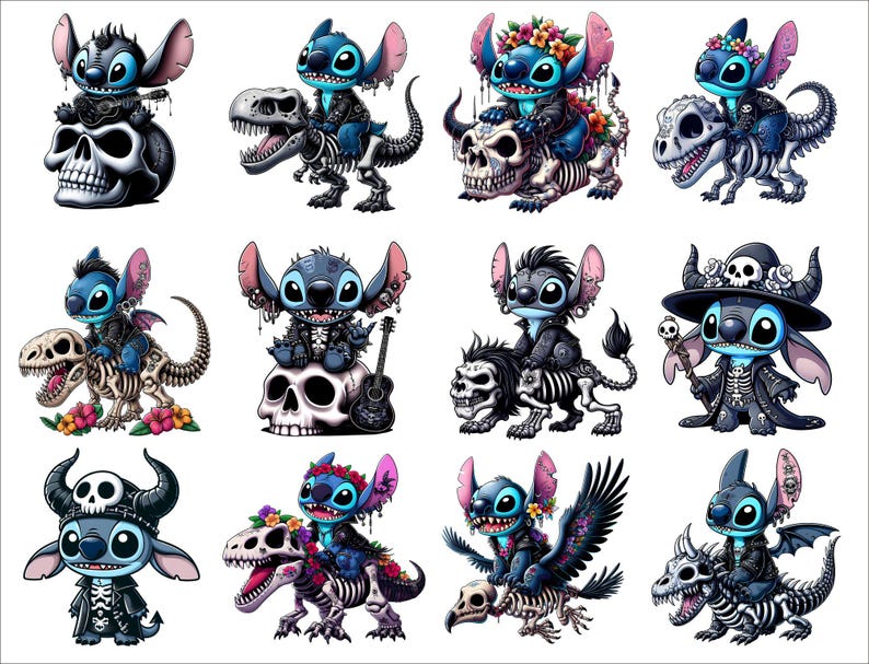 Stitch Gothic PNG Bundle: Sublimation Designs (115 Files) - Etsy