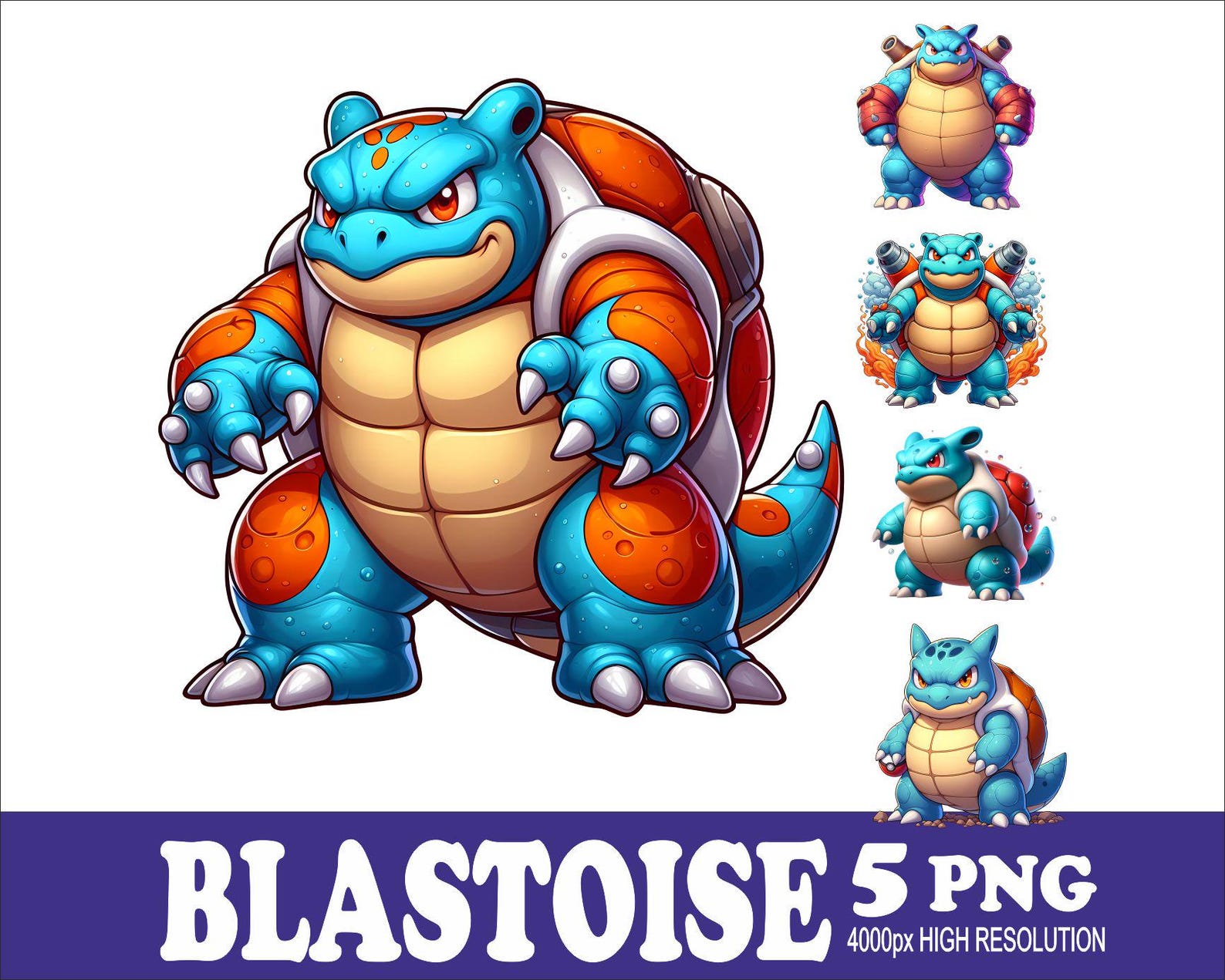 Blastoise Watercolor PNG Design: Sublimation Graphics (5 PNG Files) - Etsy