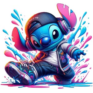 5 PNG Stitch Break Dance Design Watercolor Tshirt Mug Tumpler ...