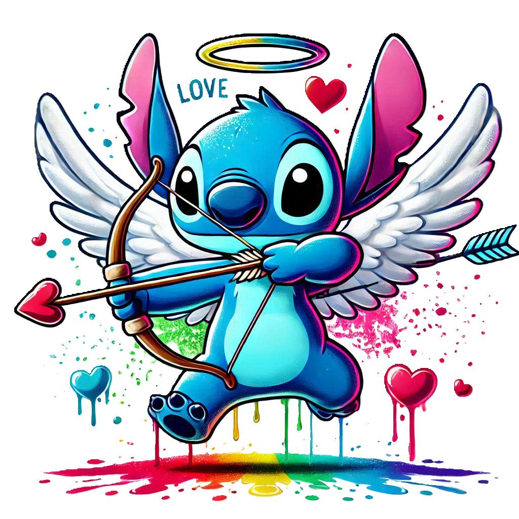 5 PNG Stitch Cupid Design Watercolor Tshirt Mug Tumpler Sublimation Png ...
