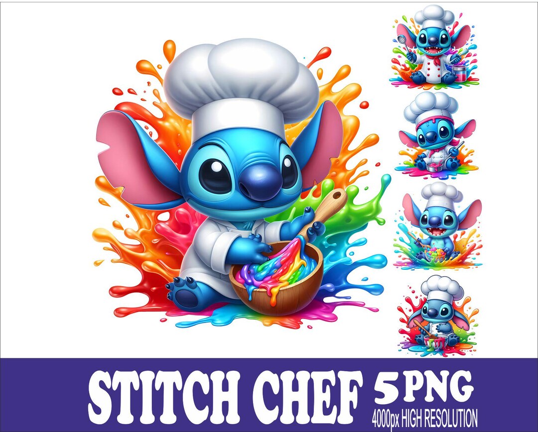 Stitch Chef Design: Watercolor Sublimation PNG Set (5 Files) - Etsy