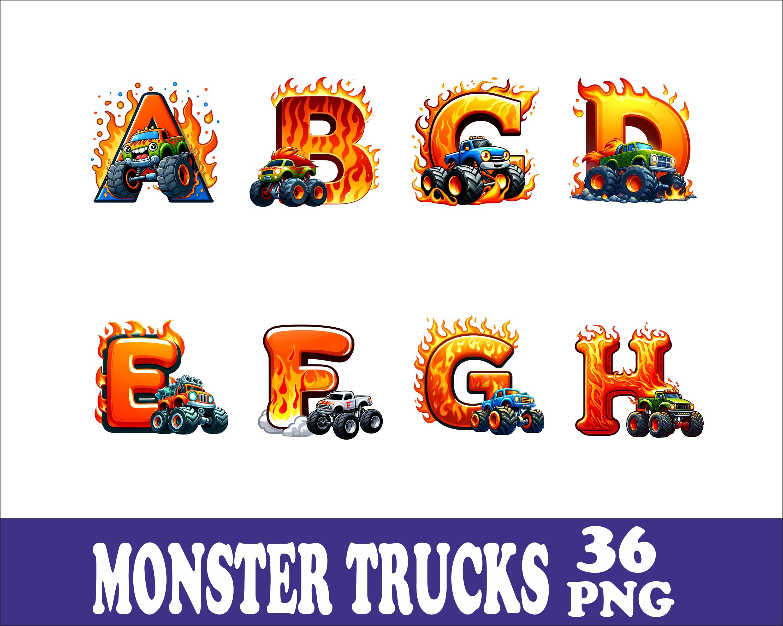 Monster Trucks Alphabet 36 Png Monster Truck Design Png Alphabet Tshirt ...