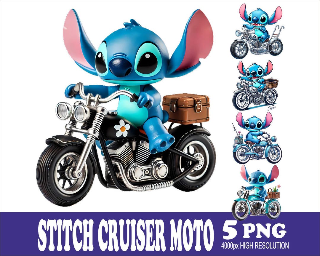5 PNG Stitch Cruiser Motorcycle Design Watercolor Tshirt Mug Tumpler ...