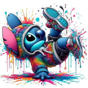 5 PNG Stitch Break Dance Design Watercolor Tshirt Mug Tumpler ...