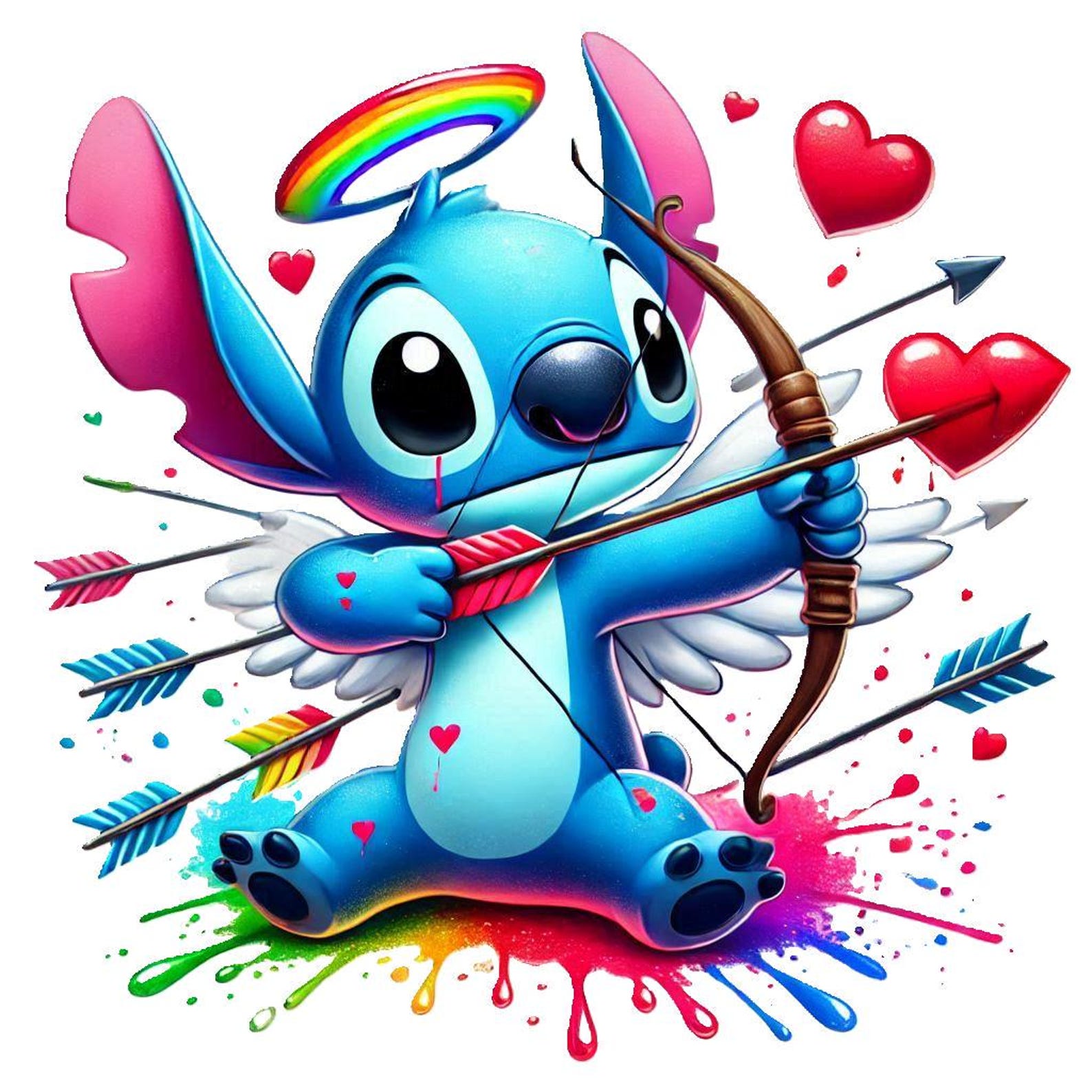 5 PNG Stitch Cupid Design Watercolor Tshirt Mug Tumpler Sublimation Png ...