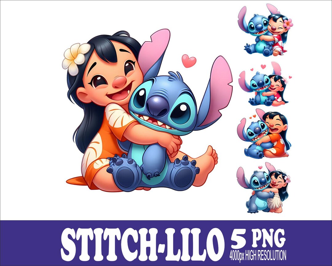Stitch and Lilo Design PNG Watercolor Sublimation Designs (5 Files) - Etsy