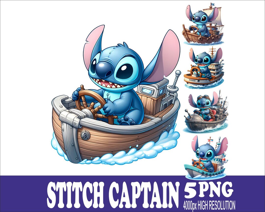 Stitch Captain Design PNG: Watercolor Sublimation Design (5 Files) - Etsy
