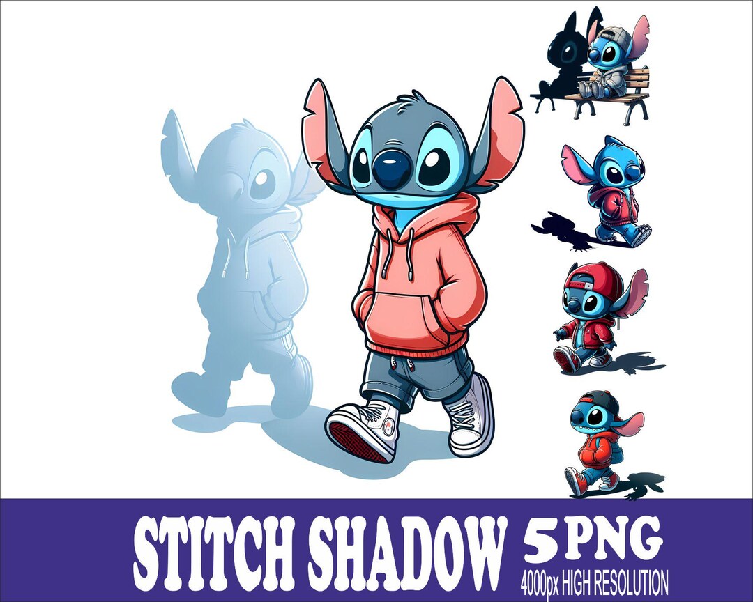 Stitch Shadow Design Watercolor PNG Design: Sublimation Graphics (5 ...