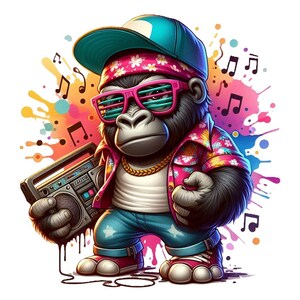 5 PNG Gorilla Rap Design Watercolor Tshirt Mug Tumpler Sublimation Png ...
