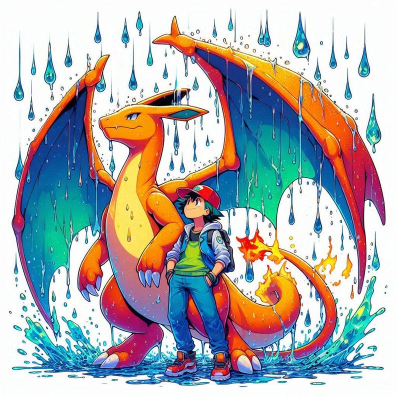 Charizard Design Watercolor Design: Sublimation PNG Set (digital ...