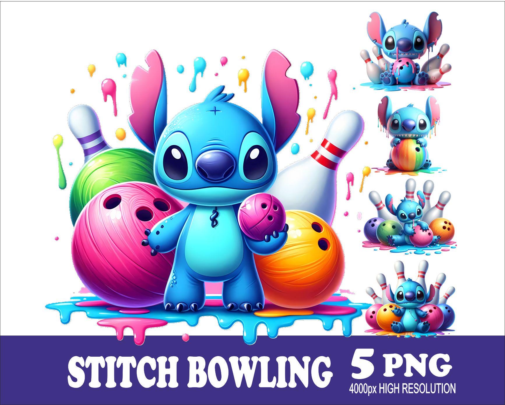 Stitch Bowling Watercolor PNG Designs: Sublimation Graphics (5 PNG) - Etsy
