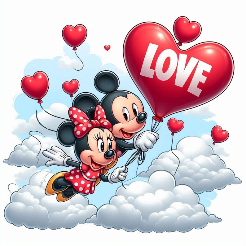 Minnie and Mickey Design Watercolor PNG: Sublimation Design (7 Files ...