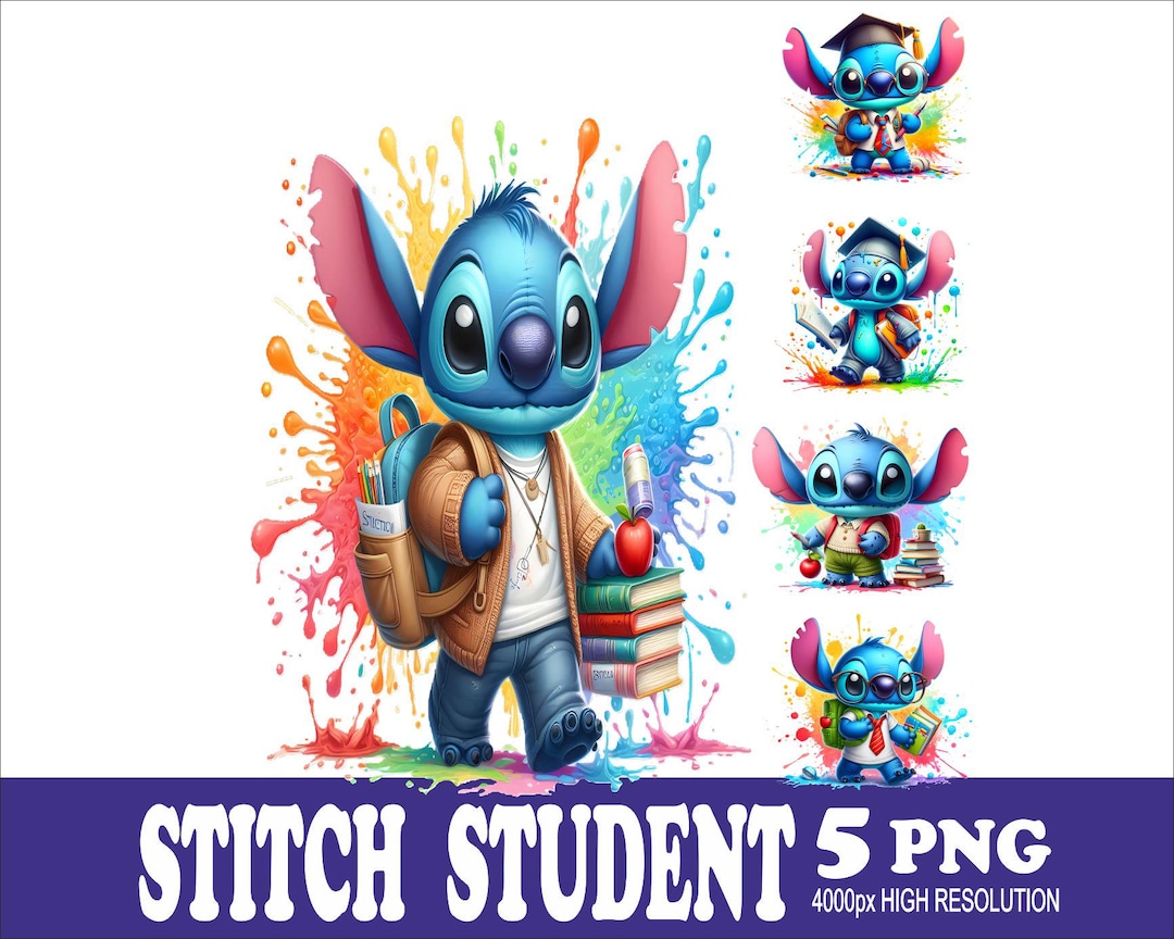 5 PNG Stitch Student Design Watercolor Tshirt Mug Tumpler Sublimation ...