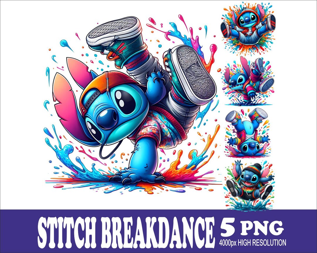 5 PNG Stitch Breakdance Design Watercolor Tshirt Mug Tumpler ...