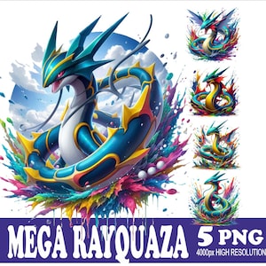 Rayquaza Watercolor Design: Sublimation PNG Set (5 Files) - Etsy