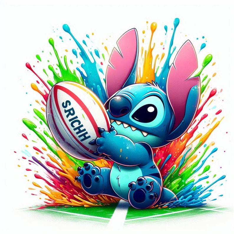 Stitch Rugby Design: Watercolor Sublimation PNG Set (5 Files) - Etsy