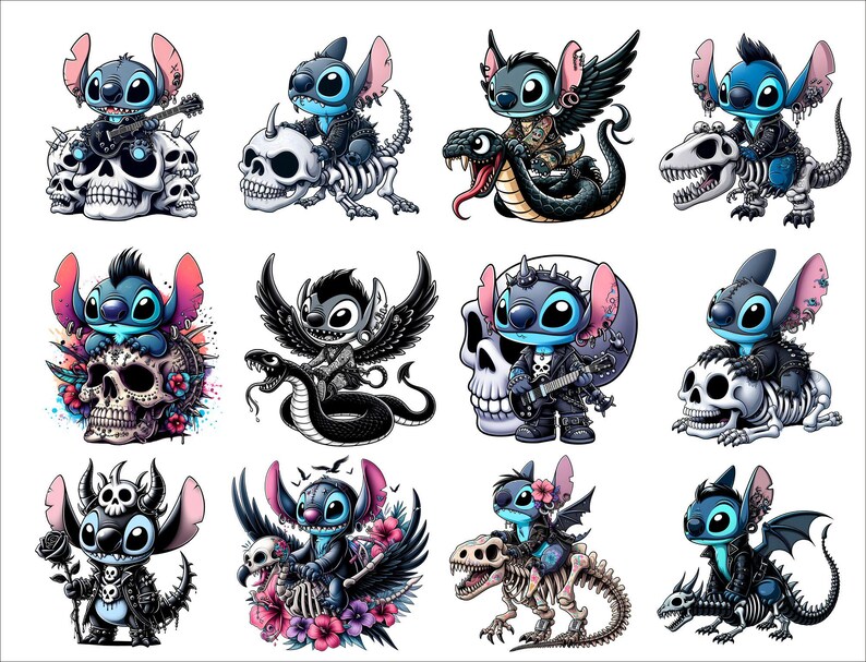 Stitch Gothic PNG Bundle: Sublimation Designs (115 Files) - Etsy