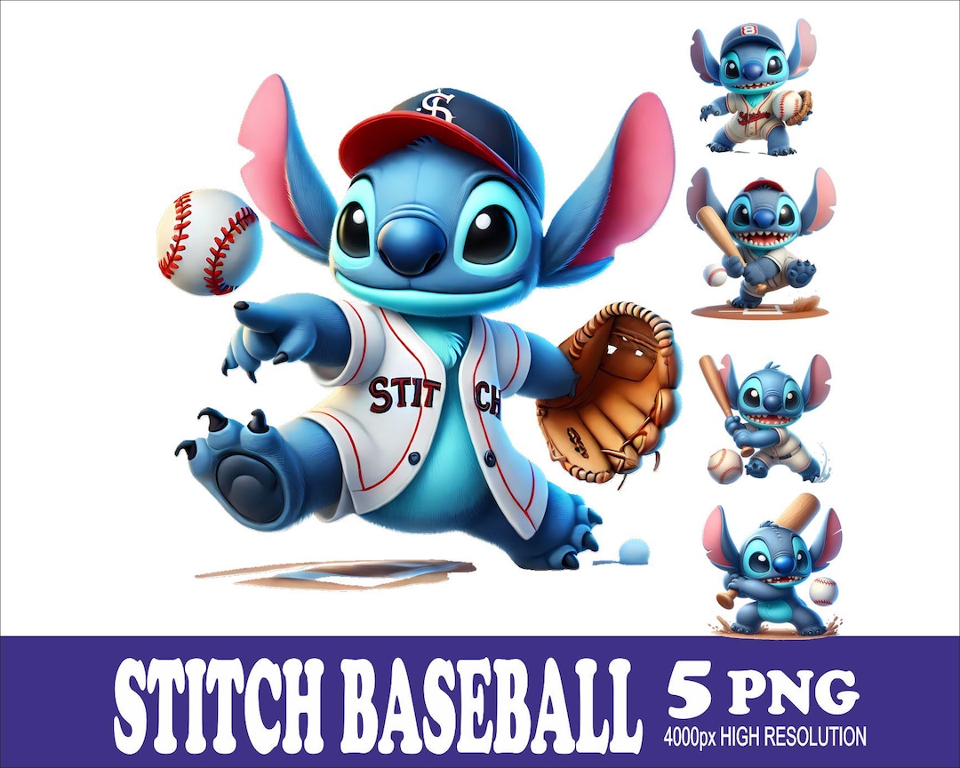 Stitch Baseball PNG: Watercolor Sublimation Design (5 Files) - Etsy