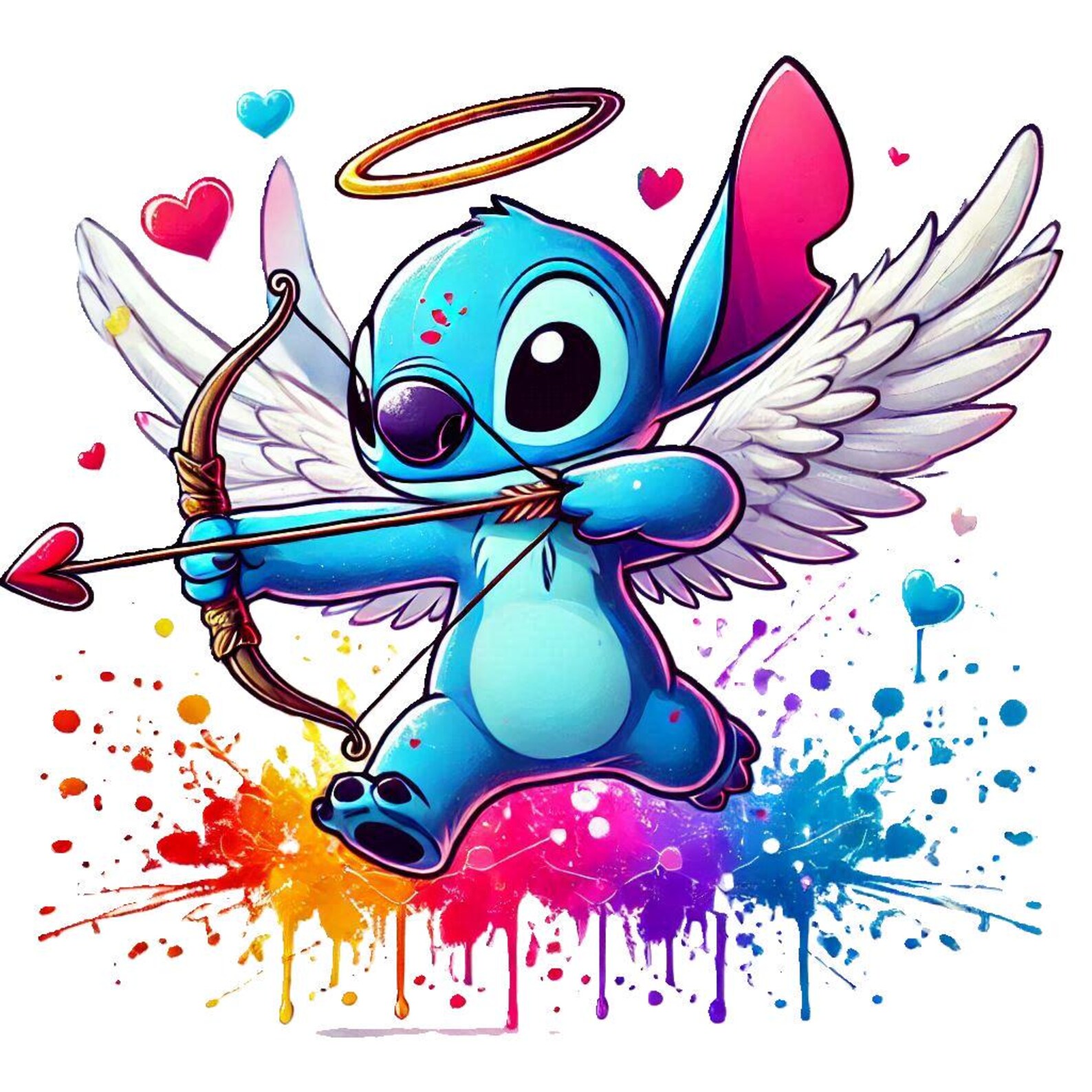 5 PNG Stitch Cupid Design Watercolor Tshirt Mug Tumpler Sublimation Png ...