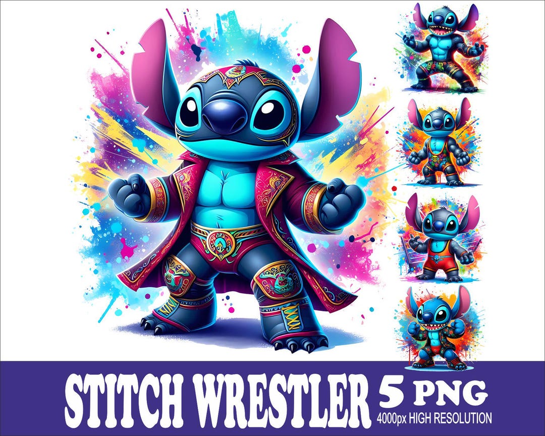 Stitch Wrestler PNG: Sublimation Design Set (5 PNG Files) - Etsy UK
