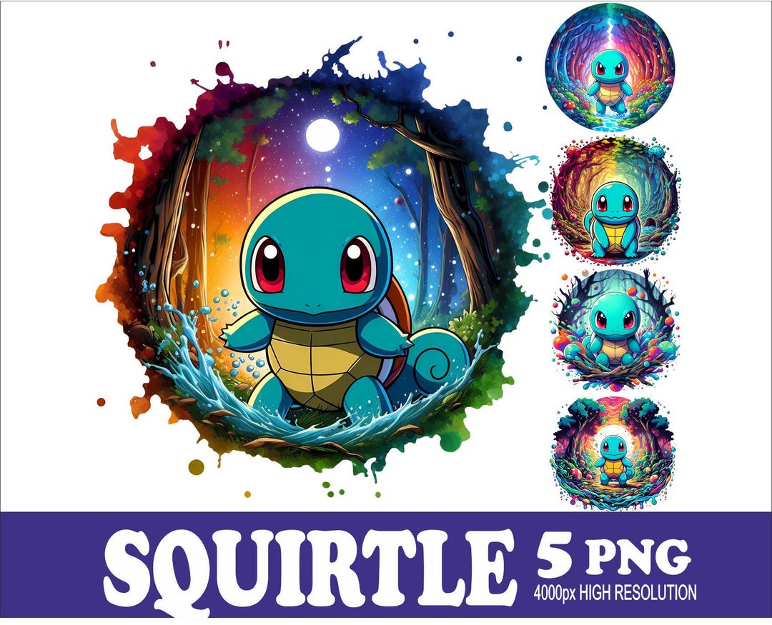 Squirtle Watercolor PNG: Sublimation Design (5 Files) - Etsy
