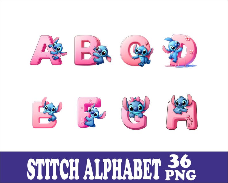 Baby Stitch Alphabet PNG: 36 High-resolution Designs (digital Download ...