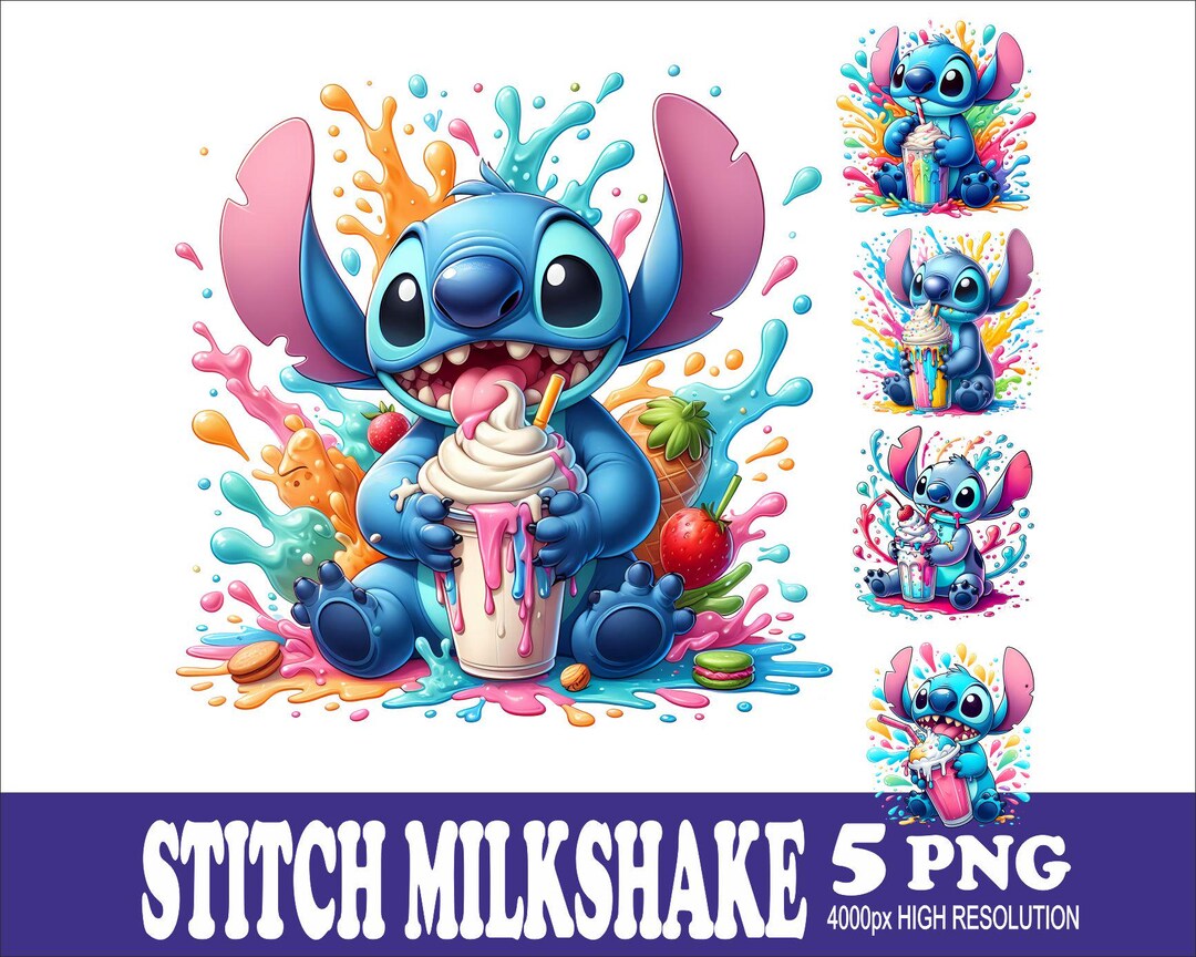 5 PNG Stitch Milkshake Design Watercolor Tshirt Mug Tumpler Sublimation ...
