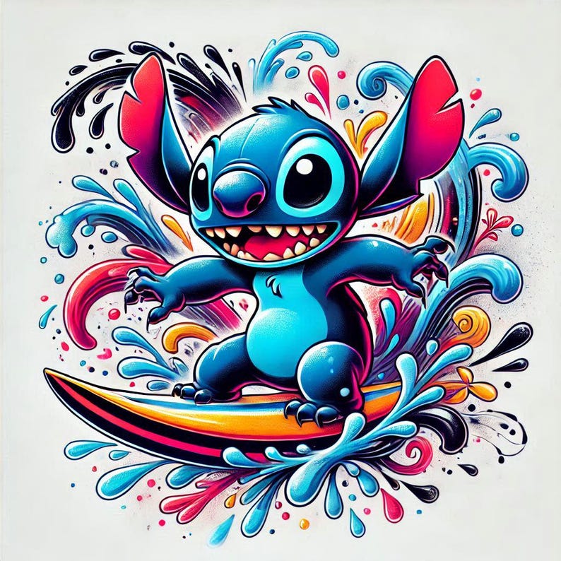 Stitch Surfing Watercolor PNG Design, T-shirt Sublimation (5 Files) - Etsy
