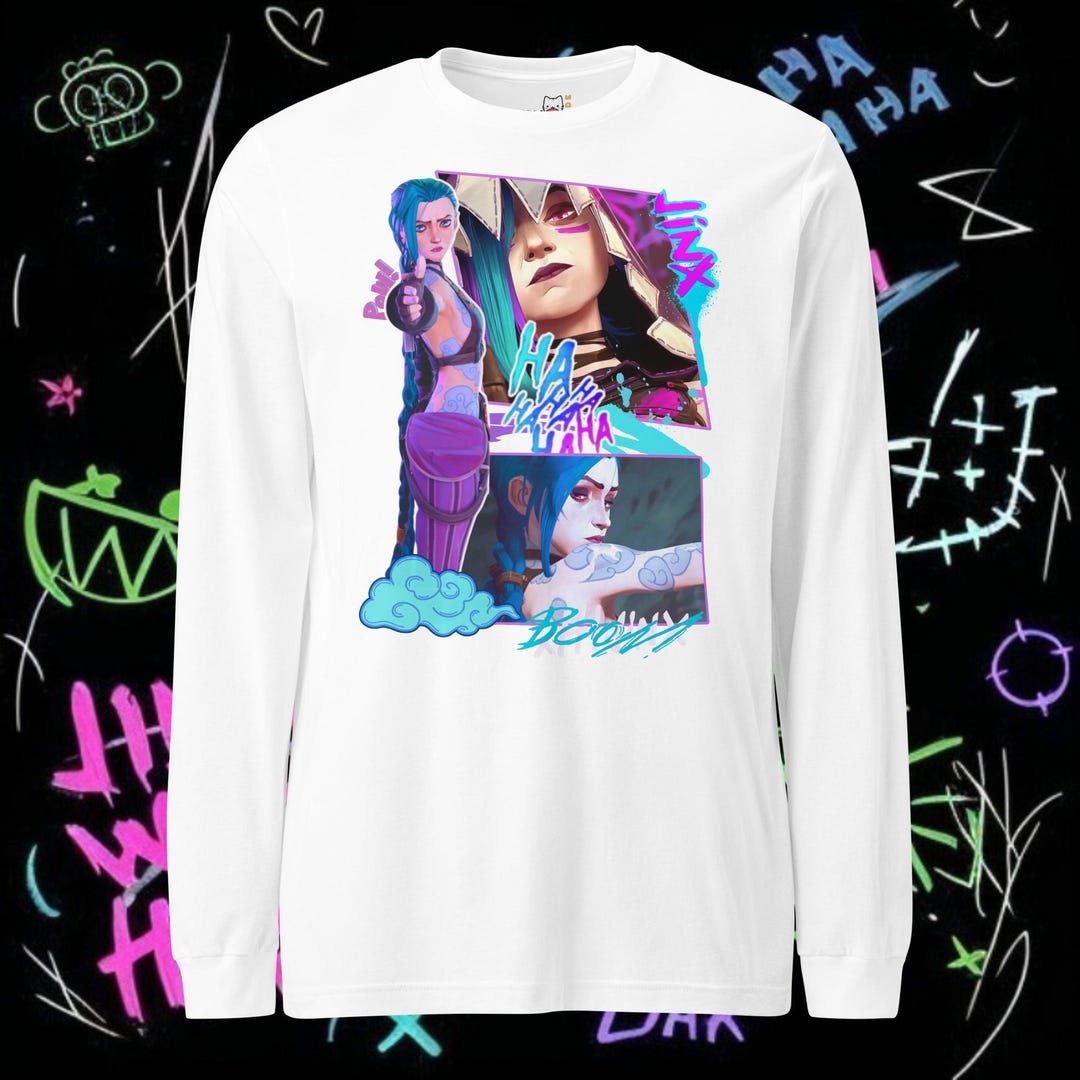 Jinx Long Sleeve T-shirt, Chaotic Rebel Style, Unisex Anime Fashion ...