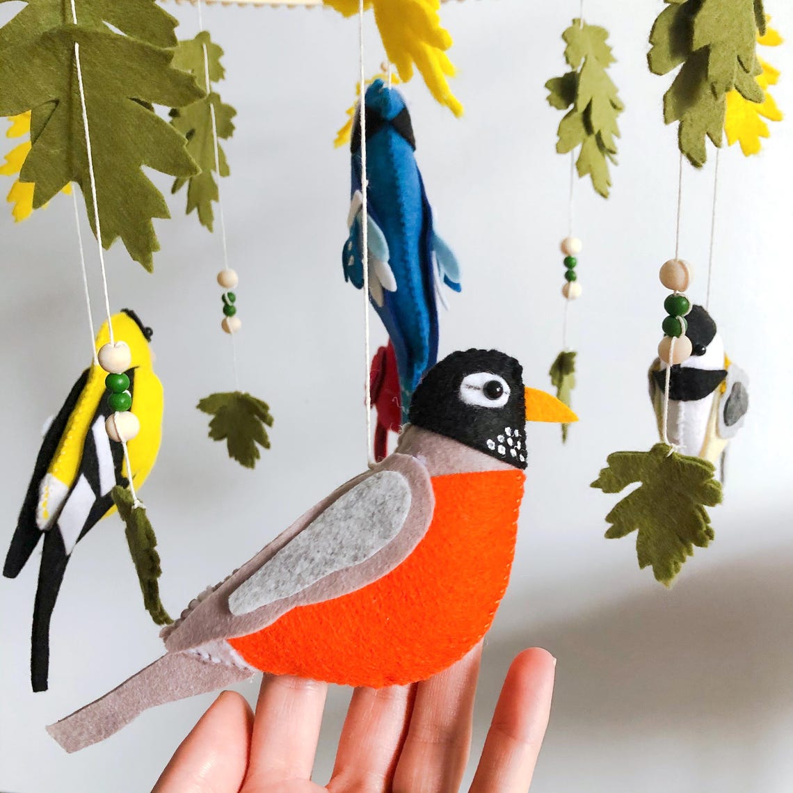 Birds Baby Mobile - American Birds Baby Nursery Crib - Woodland Baby ...