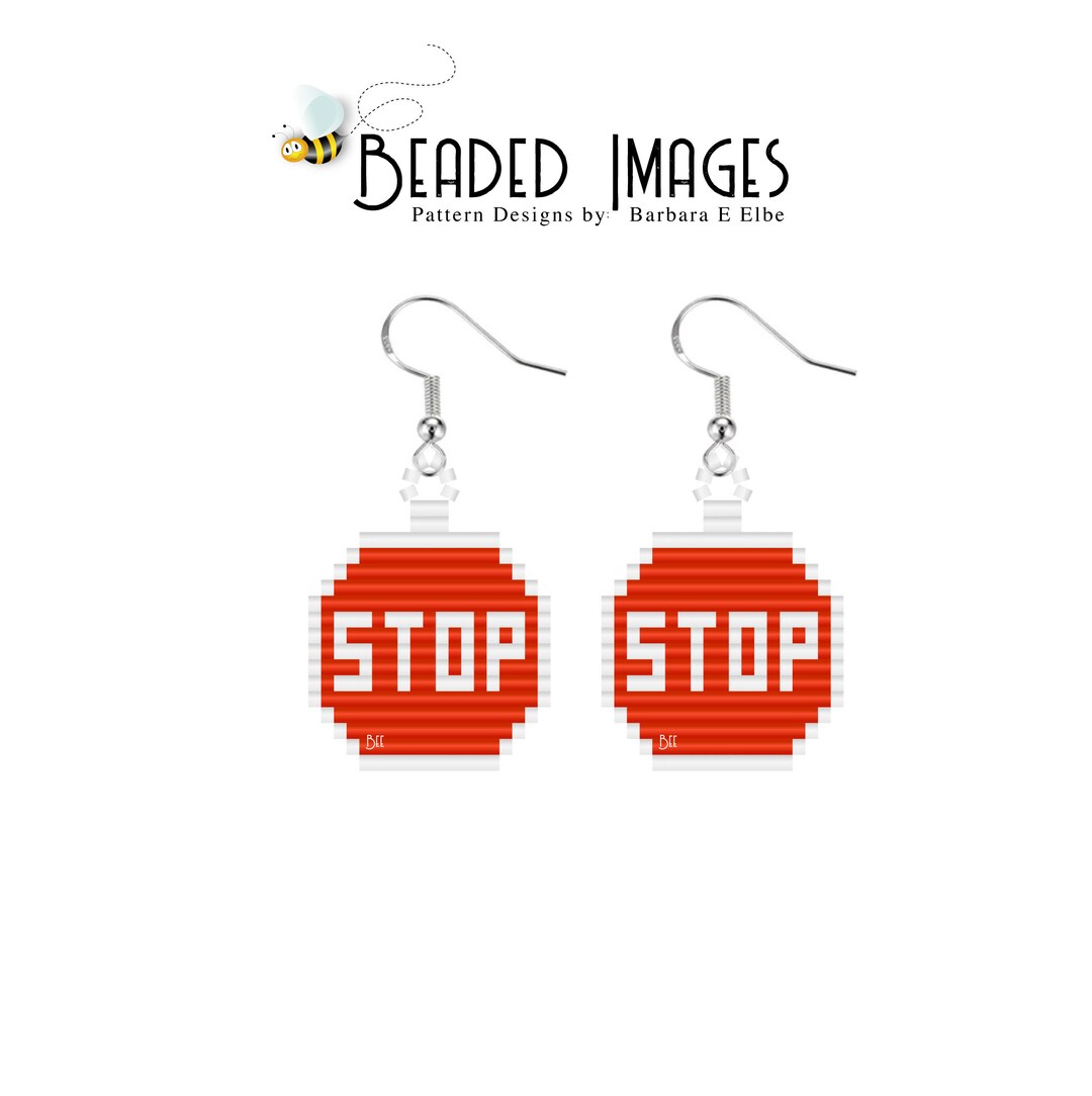 Stop Sign Beaded Earring or Key Chain Charm Square Stitch PATTERN 447 ...