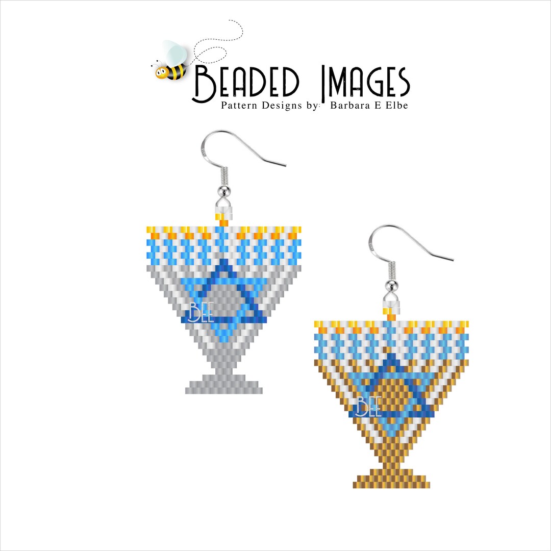 Hanukkah Menorah Earring Bead Pattern: Delica Beads (PDF Pattern) - Etsy