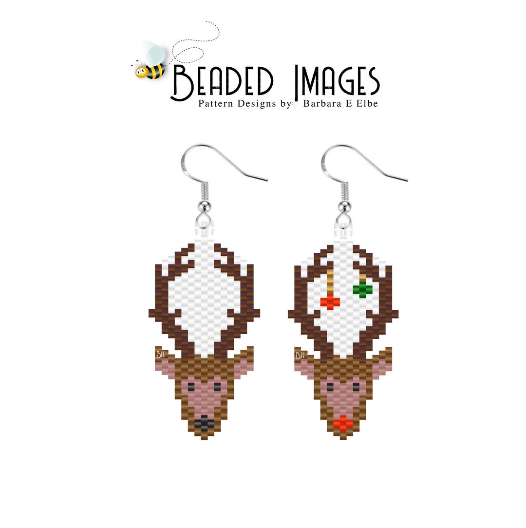 Reindeer Beaded Earring or Charm PATTERN 437 - Etsy