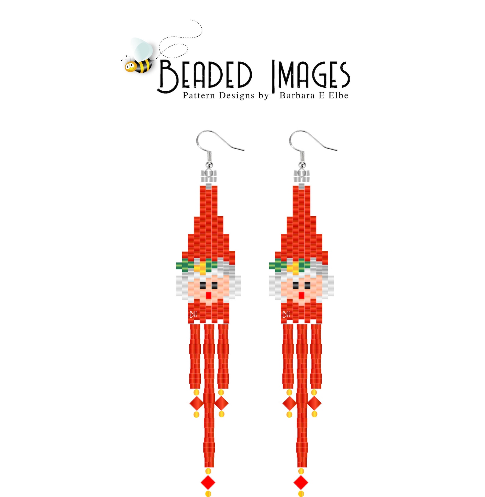 Mrs Santa Claus Beaded Earring Pattern 205A | Etsy