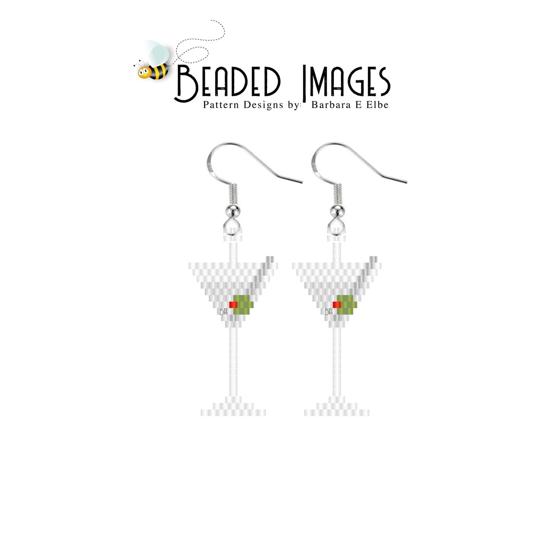 Martini Cocktail Earring or Charm Pattern - Brick or Peyote Stitch Pdf ...